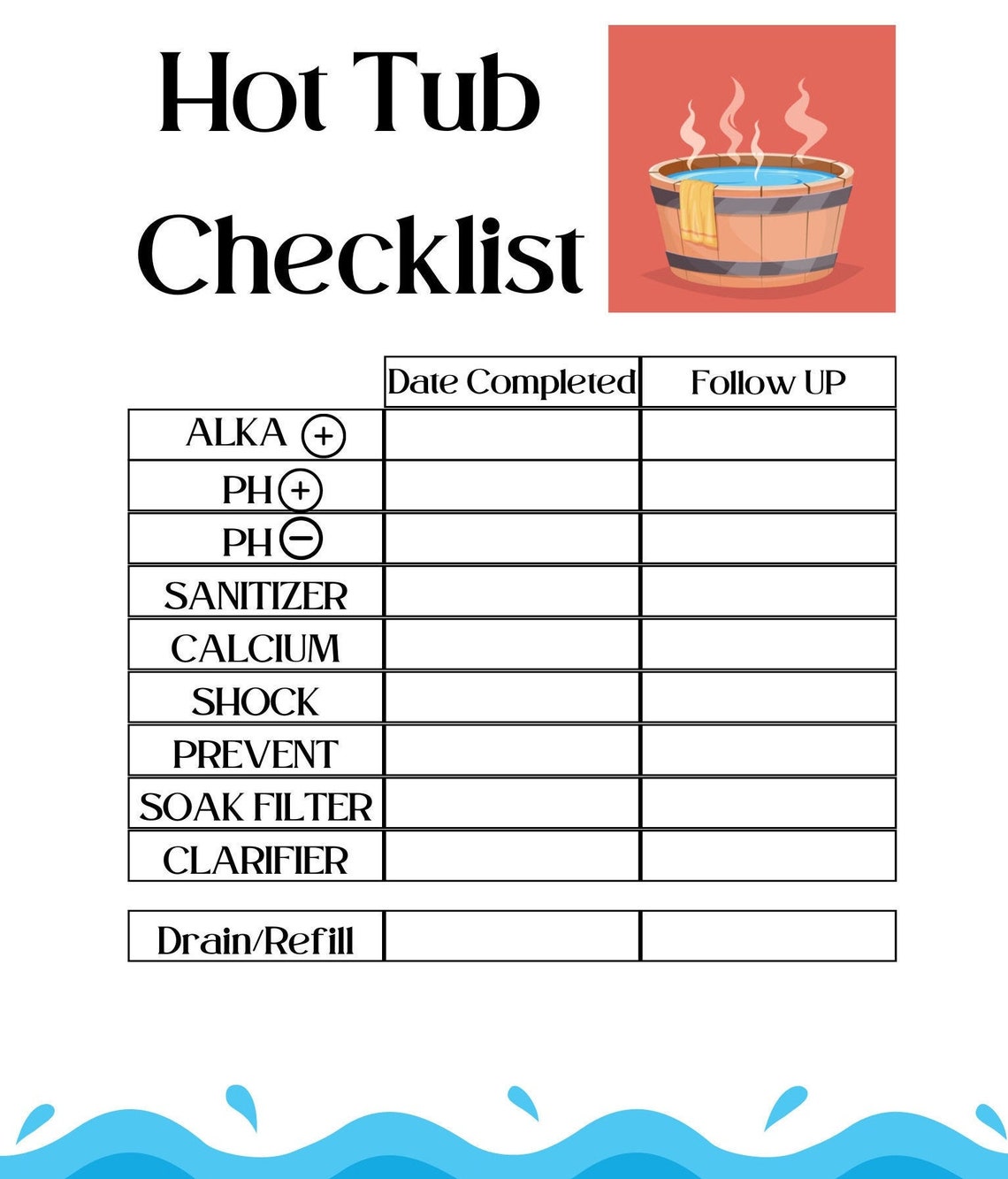 Hot Tub Checklist - Etsy
