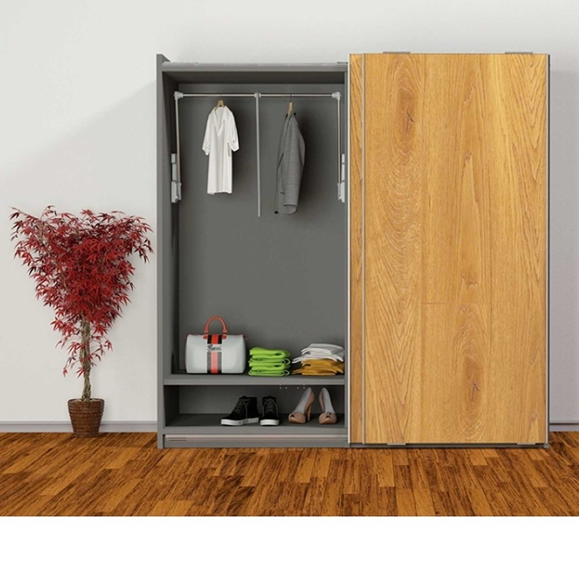 15KG Soft Close Lift / Pull Down Wardrobe Clothes Hanging Rail 750mm ...