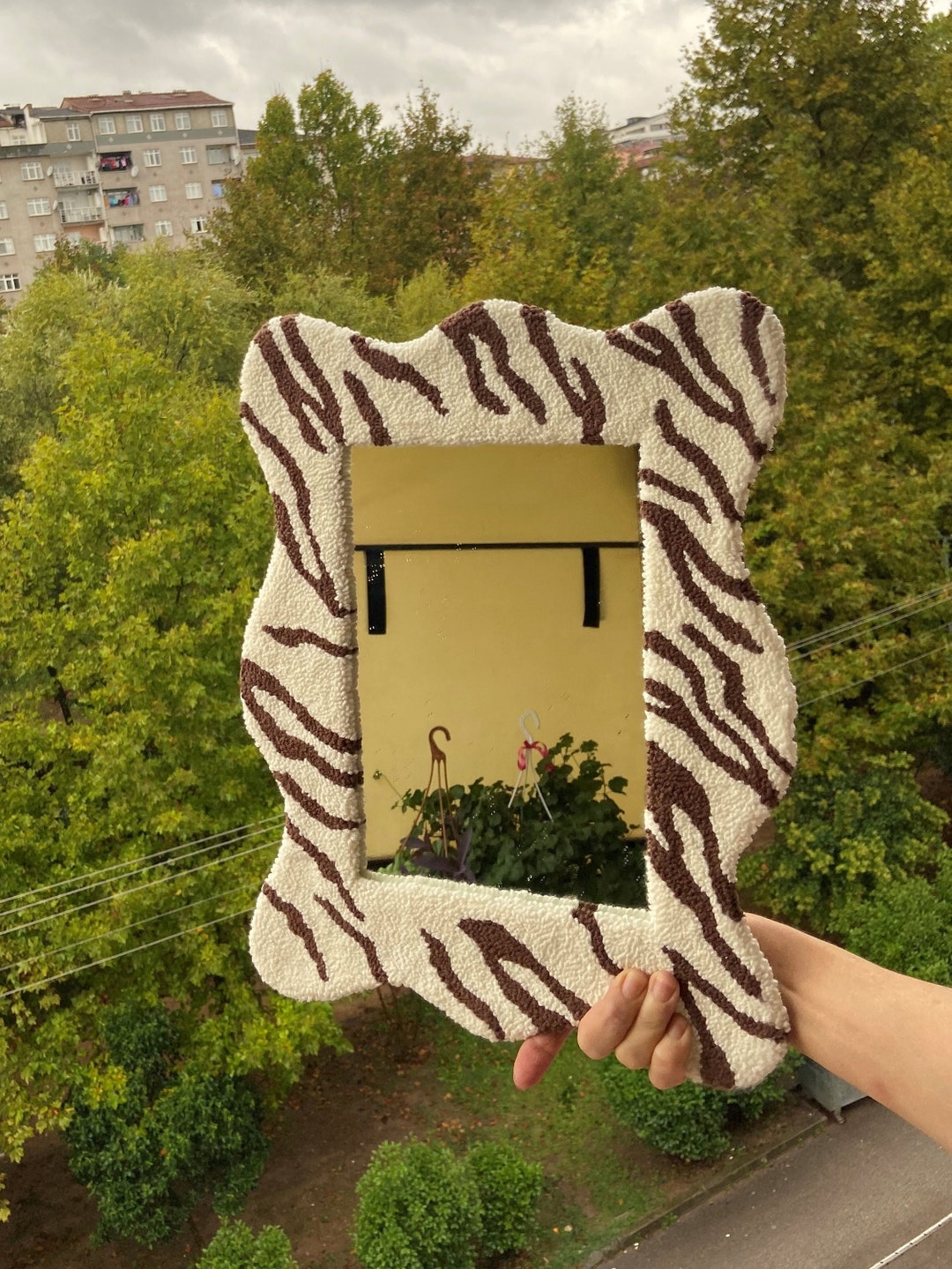 Beatiful Handmade Tufted Mirror Punch Needle Mirror Unique Home Decor ...