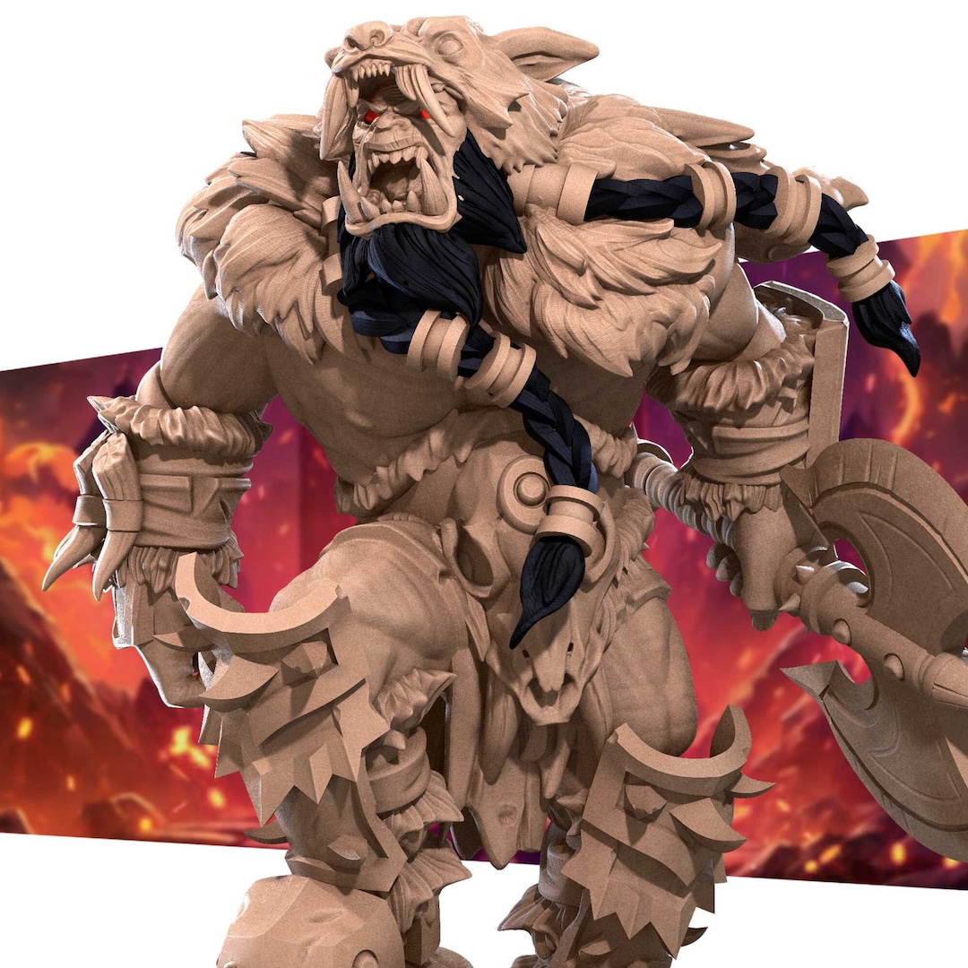 Orc Barbarian Bite the Bullet Scifi fantasy D&D-3D Printed Miniatures ...