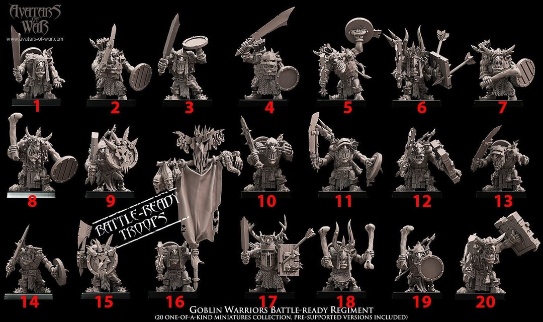 Goblin Regiment Avatars of War fantasy D&D-3D Printed Miniatures ...