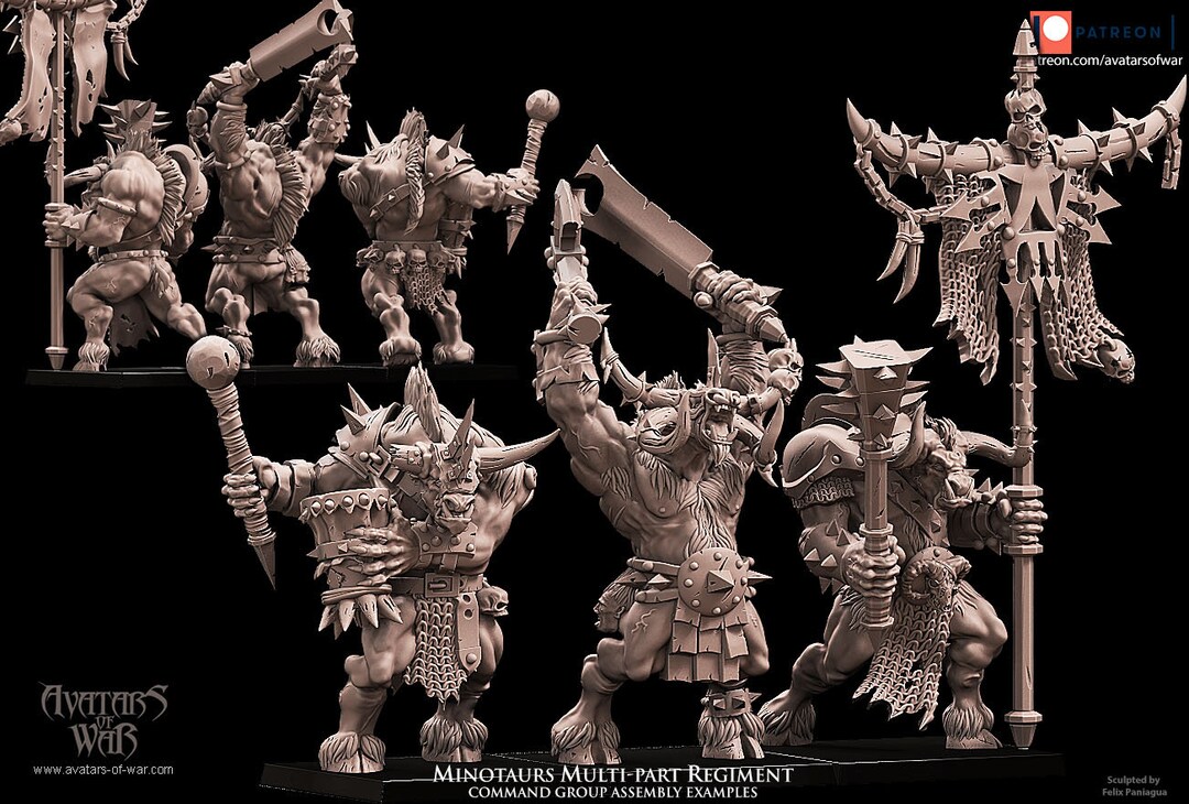 Command Minotaur Warriors - Avatars of War -fantasy-3d Printed ...