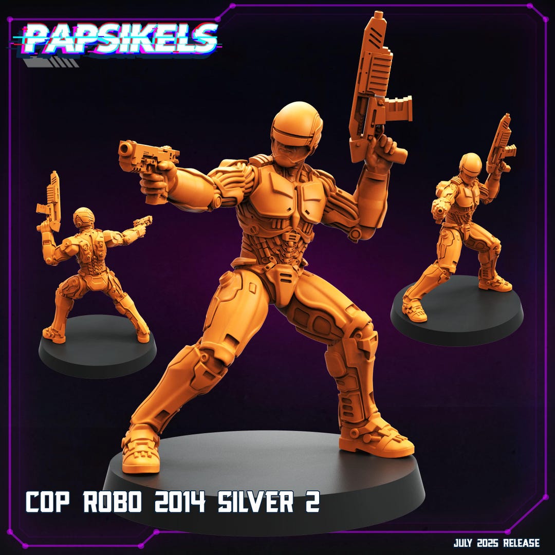 Cop Robo Silver 2– Scifi - 32mm – RPG - Etsy