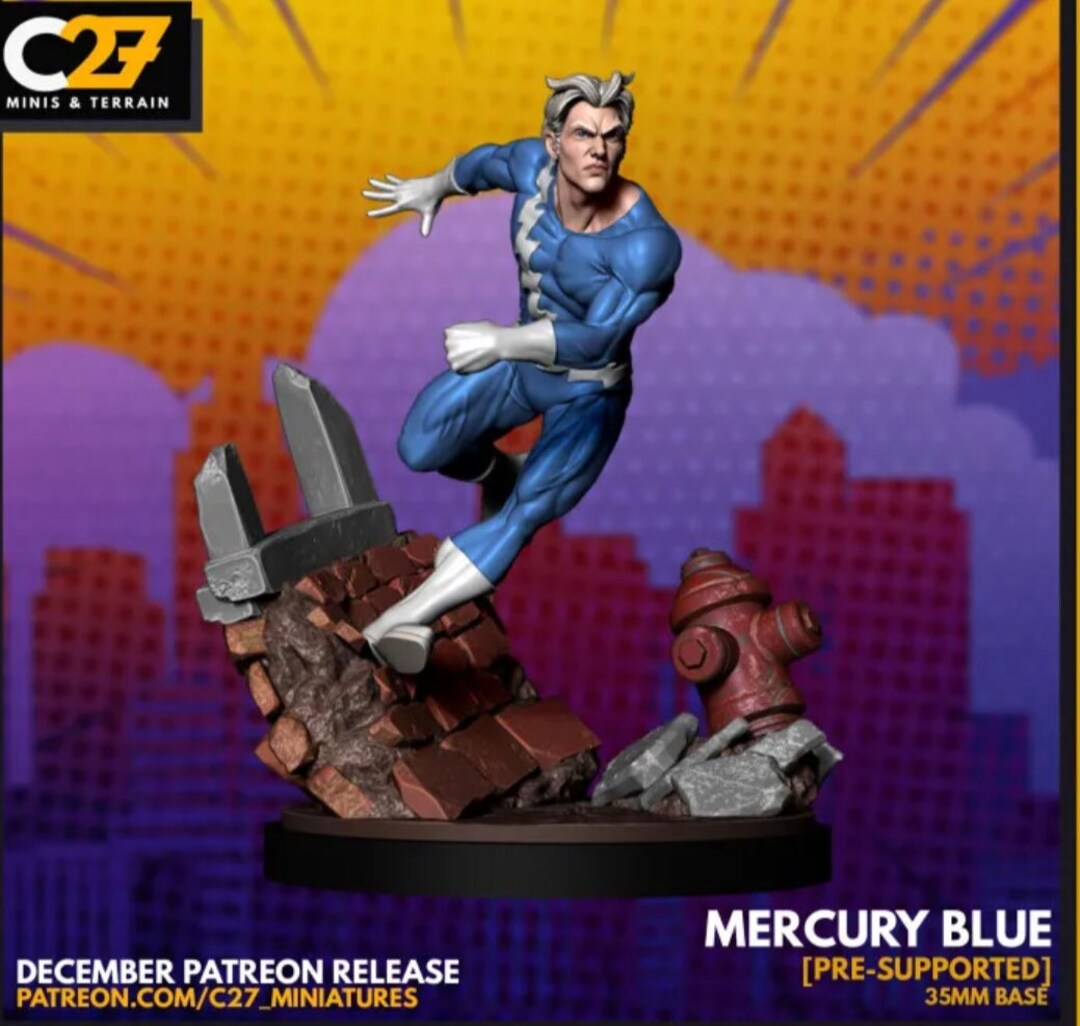 Mercury Blue-40mm- C27 Miniatures - Hero - RPG - Etsy