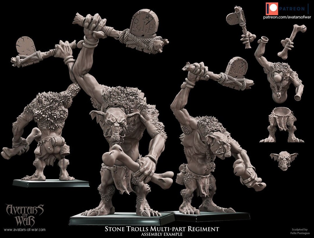 Stone Troll V2- Avatars of War -fantasy-3d Printed Miniatures-tabletop ...
