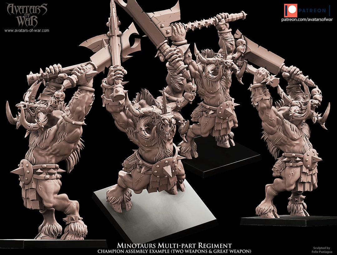 Minotaur Warrior V7- Avatars of War -fantasy-3d Printed Miniatures ...