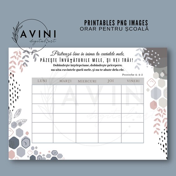 Orar Pentru școală PNG Instat Dowload Digital File - Etsy