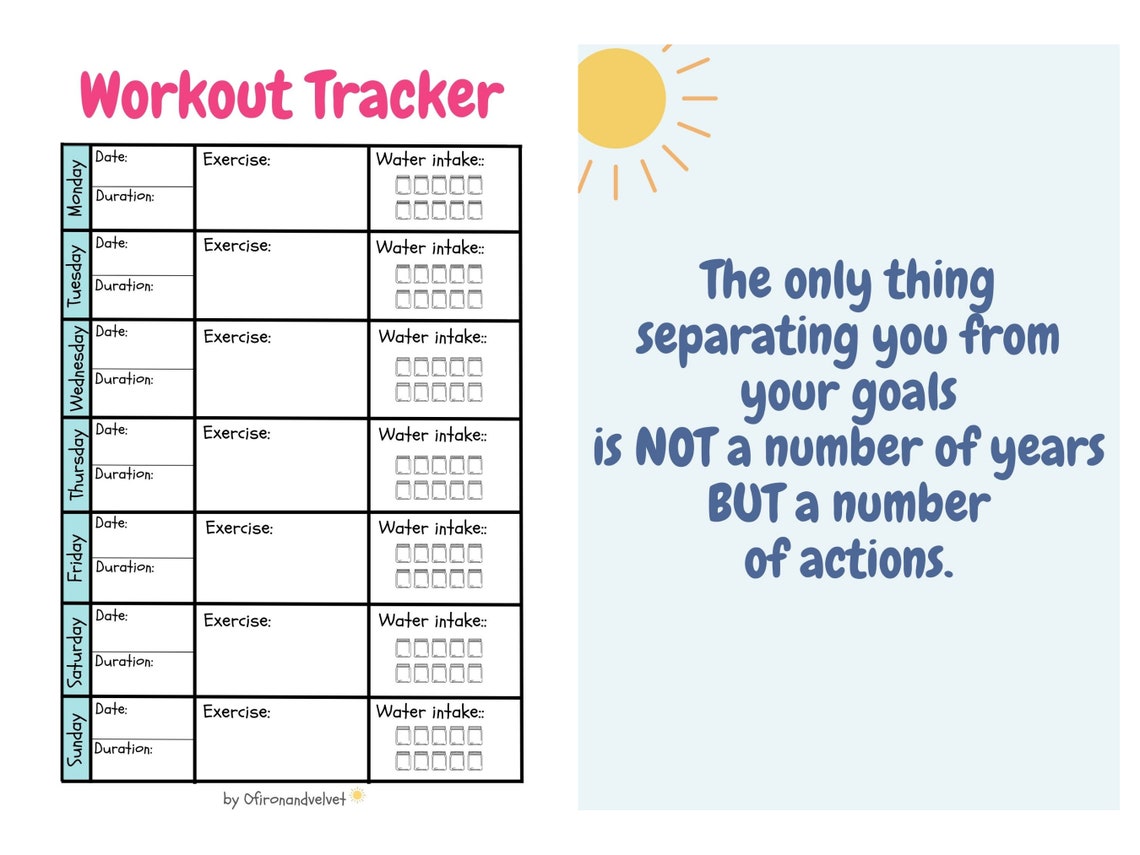 Workout Tracker Printable | Exercise Tracker Printable | Printable ...