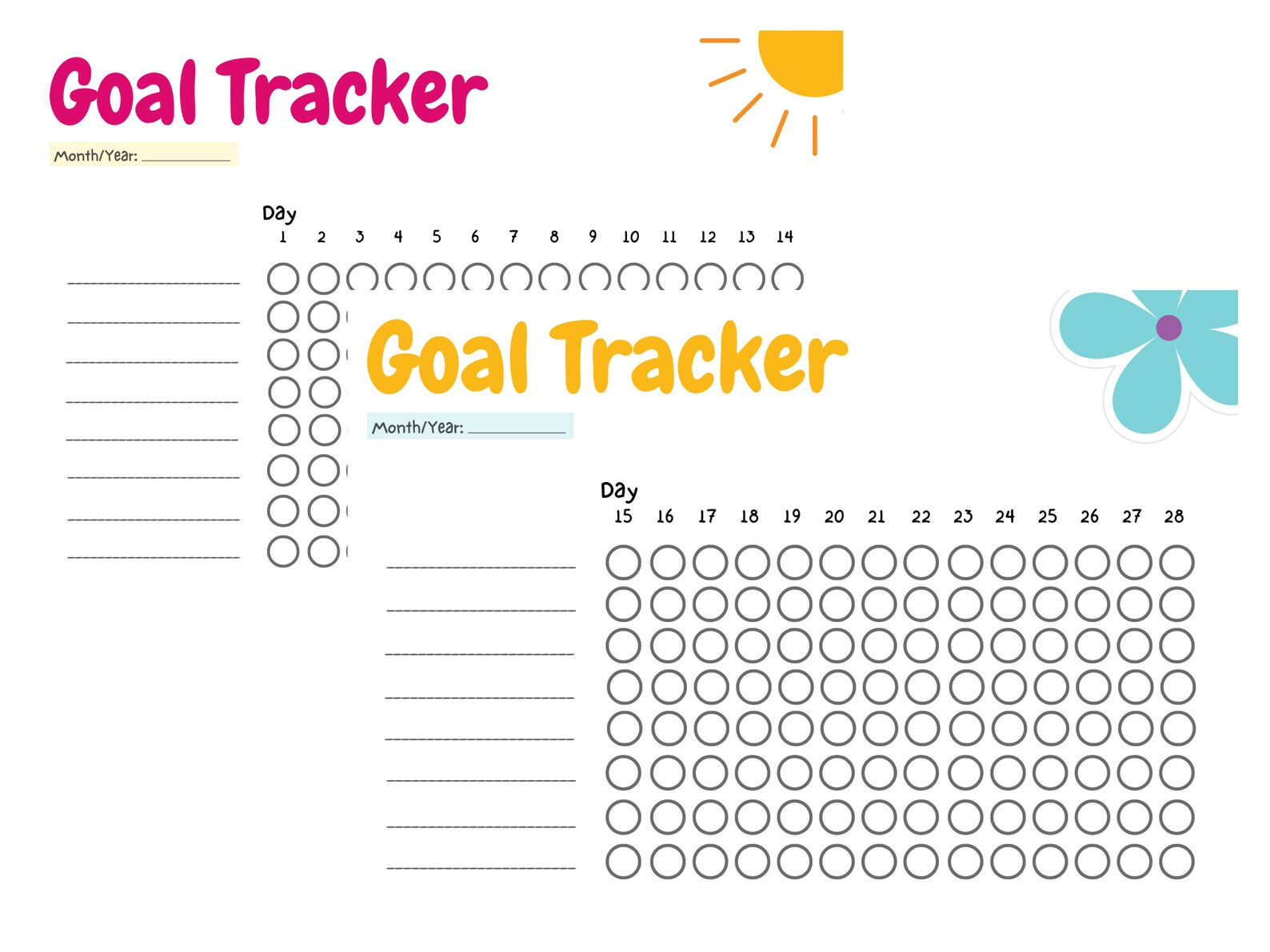 Monthly Goal Tracker Printable | 30-day Goal Tracker Printable | Weekly ...