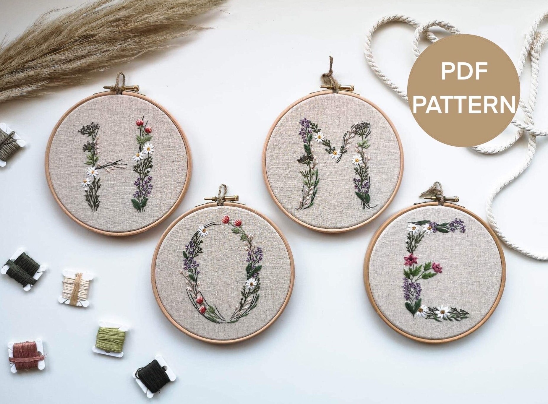 Embroidery Pattern PDF Embroidery Design 26 Letterfloral - Etsy