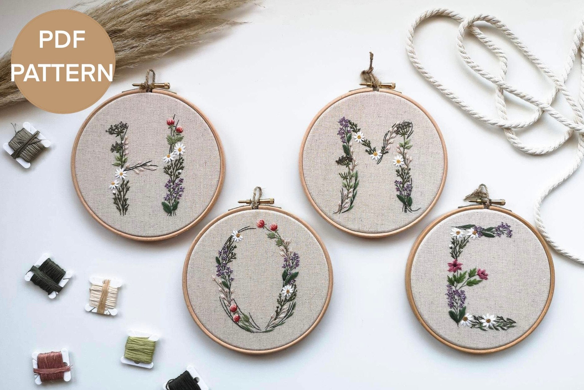 Embroidery Pattern PDF Embroidery Design 26 Letterfloral - Etsy