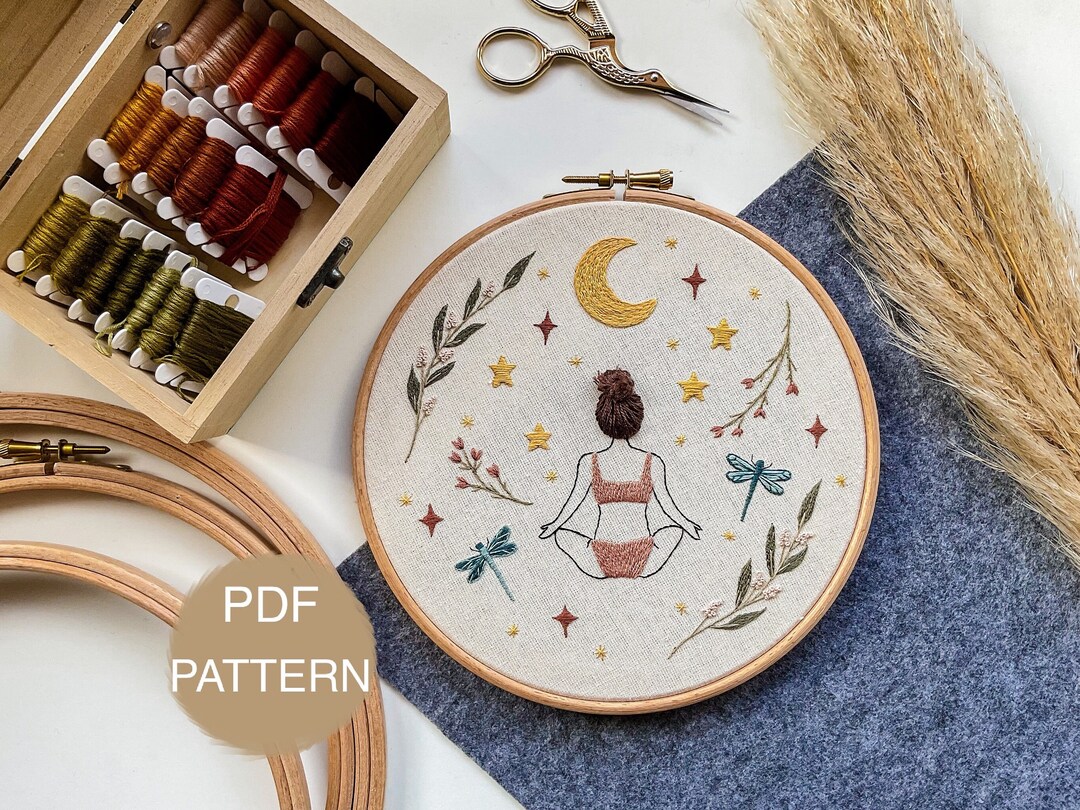 Embroidery Pattern PDF Moon Embroidery Harvest Moon Goddess - Etsy