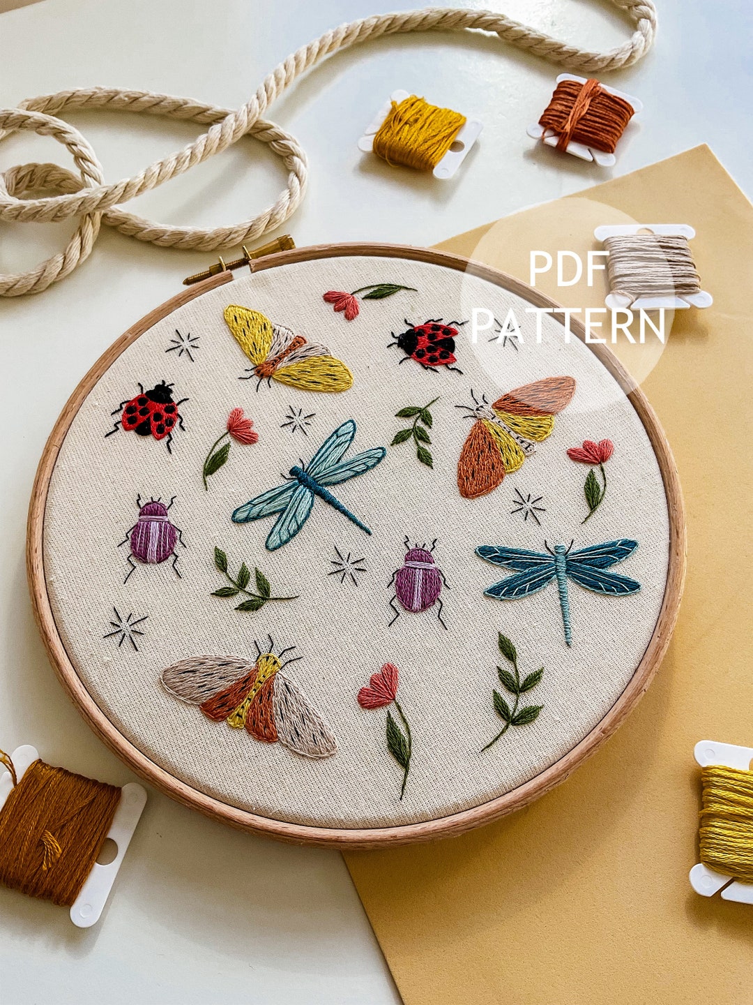 Insects Embroidery Pattern, PDF Pattern With Instruction, Beginner DIY ...