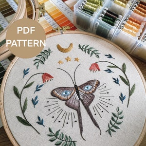 Embroidery Pattern PDF, Magic Moth Embroidery Pattern, Spiritual ...