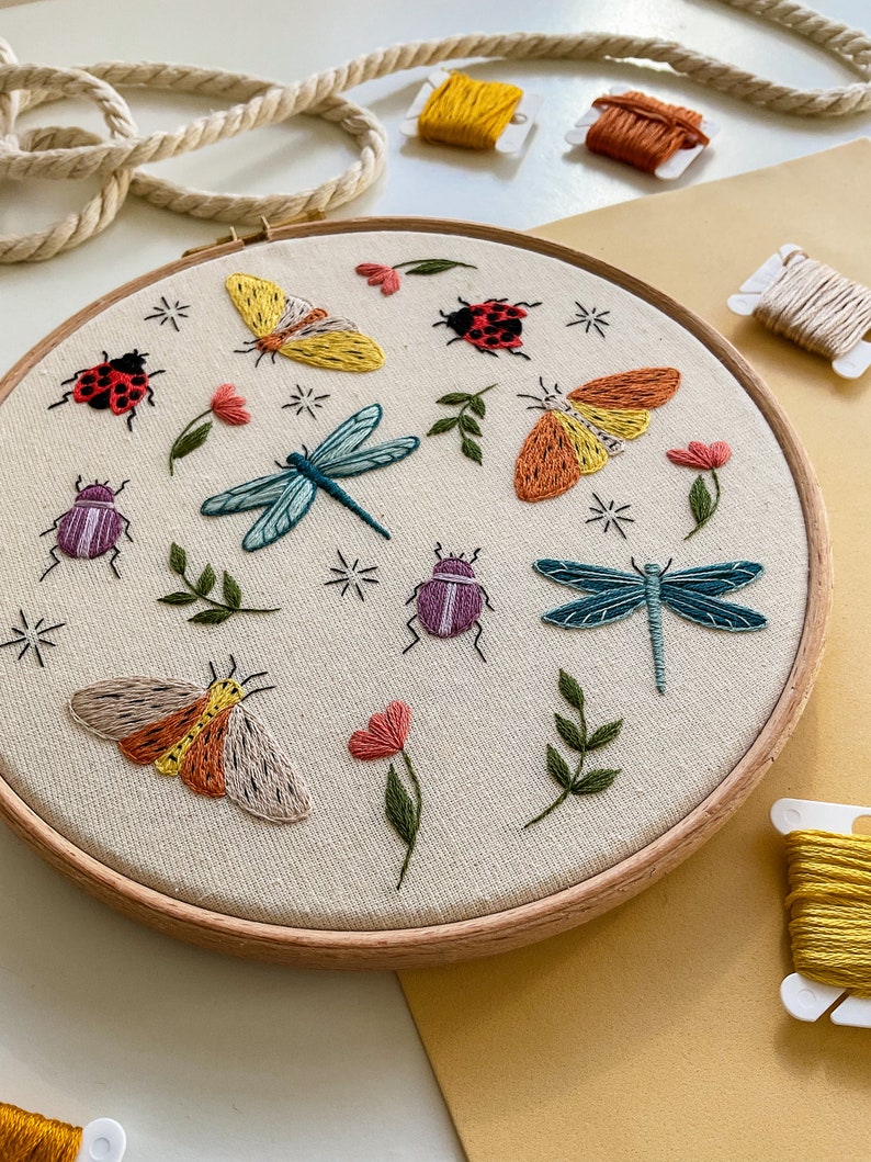 Insects Embroidery Pattern, PDF Pattern With Instruction, Beginner DIY Hoop Art, Bugs Pattern ...