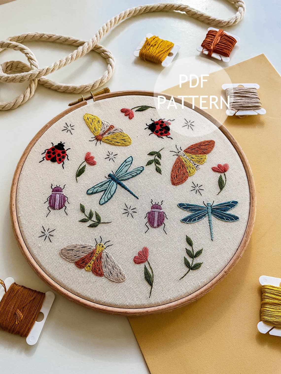Insects Embroidery Pattern, PDF Pattern With Instruction, Beginner DIY ...