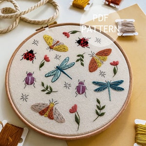 Insects Embroidery Pattern, PDF Pattern With Instruction, Beginner DIY ...