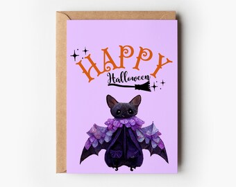 Kawaii Bat Printable Halloween Card fangtastic Halloween Kawaii ...