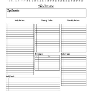 Workday Planner With Daily, Weekly and Monthly Tasks VERSION A - Etsy