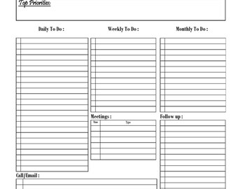 Workday Planner With Daily, Weekly and Monthly Tasks VERSION C - Etsy