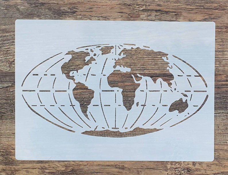 Stencil World Map Globe for Wall Tattoo and Vintage Look - Etsy