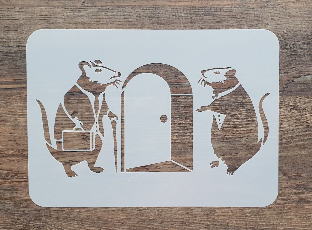Stencil Banksy Mice Mousehole Wall Tattoo and Vintage Look Stencil ...