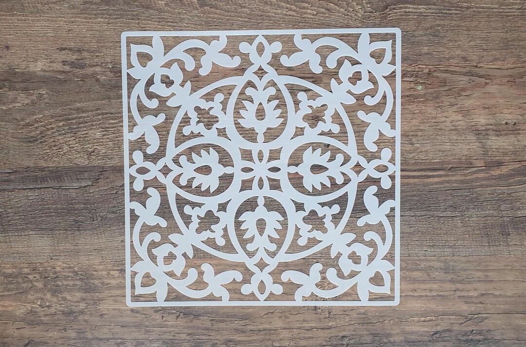 Stencil Large Square Ornament 30 X 30 Cm for Wall Tattoo and Vintage ...