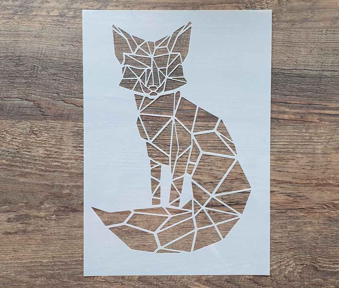 Stencil Cubist Fox for Wall Tattoo and Vintage Look Stencil Painting ...