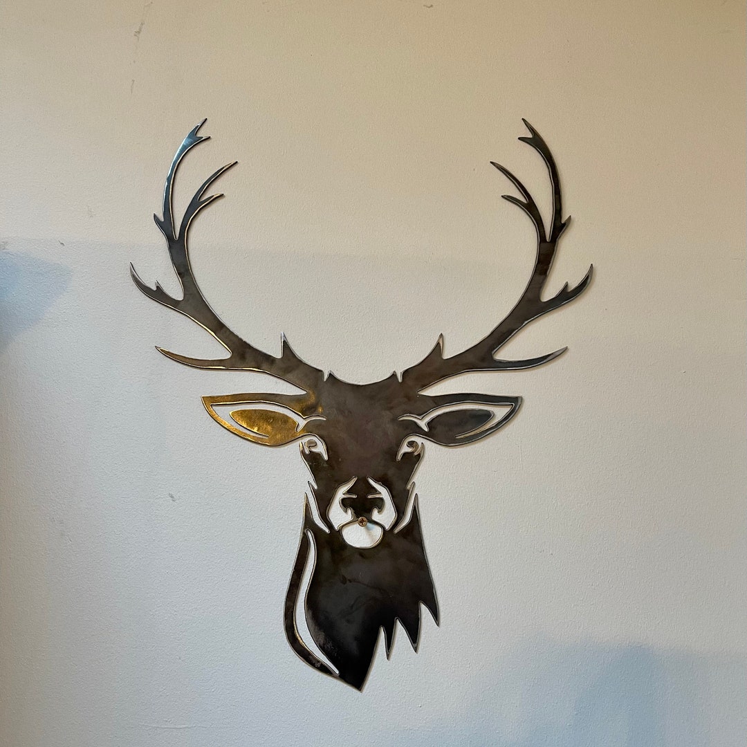 Large Metal Stags Head Metal Wall Art - Etsy UK