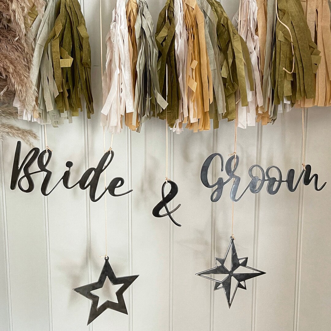Ceremony Metal bride groom Wedding Sign Words - Etsy