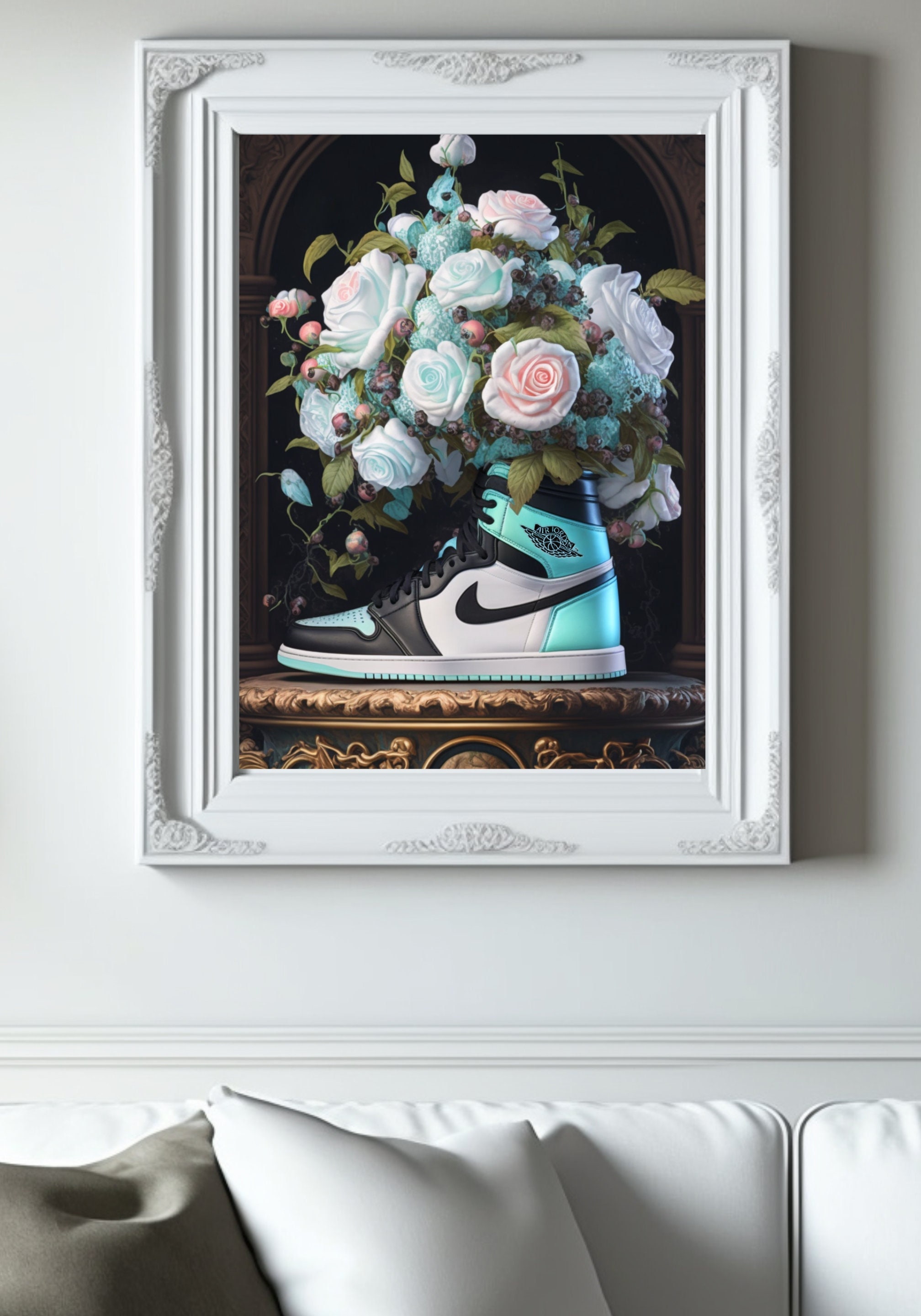 Air Jordan 1 Retro High Igloo,sneaker Printable Poster, Flower Wallart ...