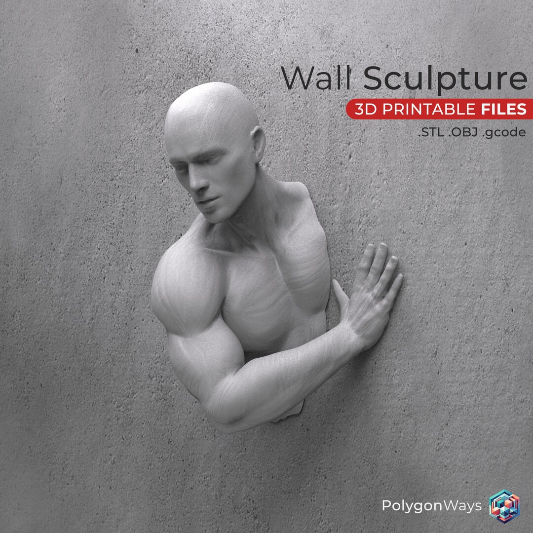 Wall Sculpture 3D | Man Getting Out of Wall Statue 3D PRINT STL FILES ...