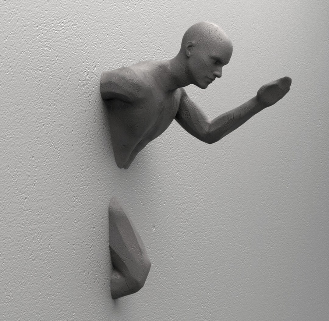 Runner Man 3D Statue Man Getting Out of Wall Statue running Man Wall ...