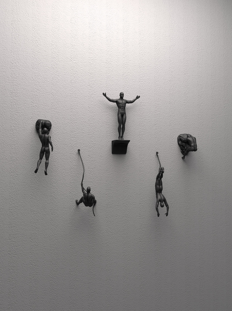 Wall-climber Men Figures 6 Different Modern Art Sculpture Man Statue ...