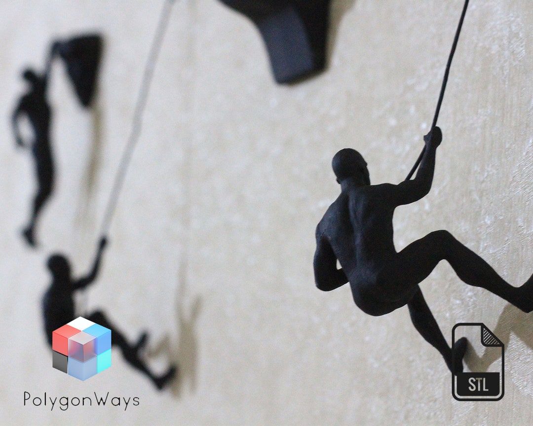 Wall Climbing Man Set STL File 3D Printer Model Pre-supported Gift Idea ...