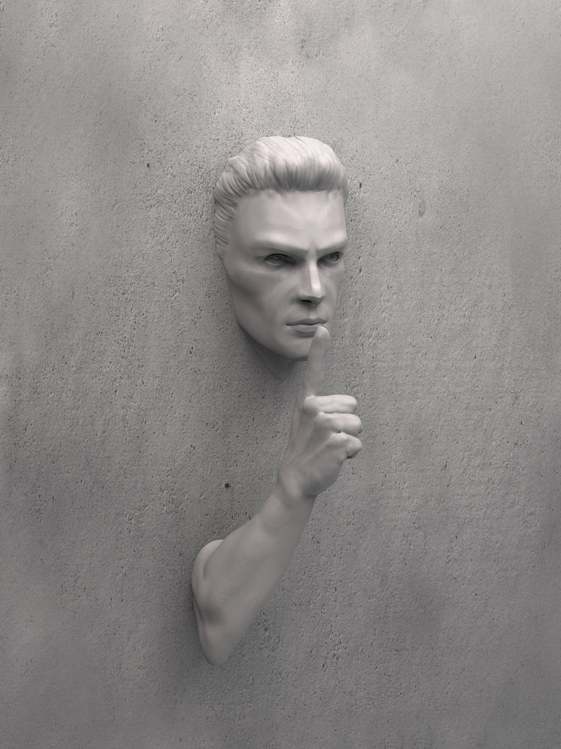 The Secret Wall Sculpture Man Out of Wall 3D Printable STL Files Wall ...