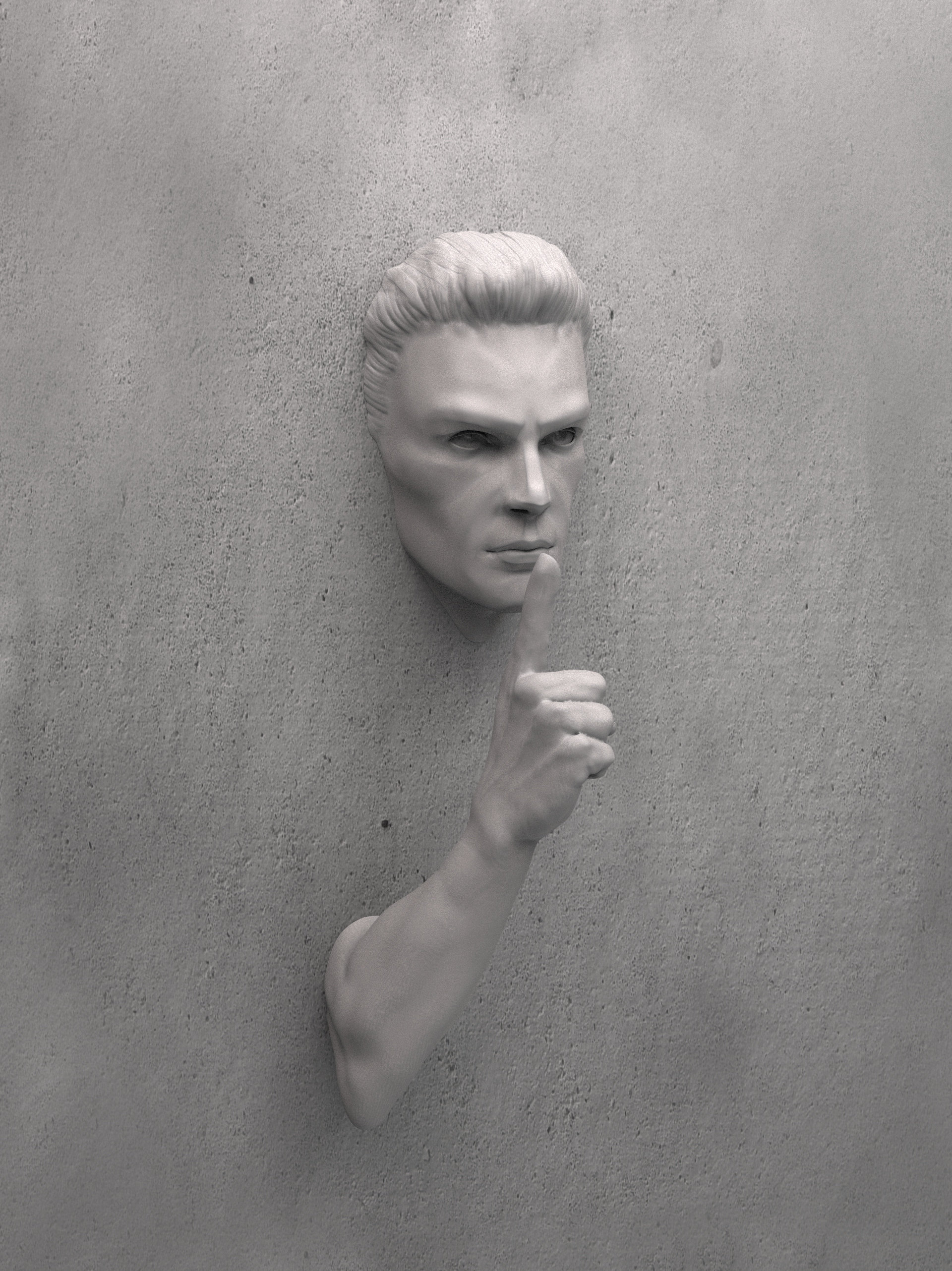 The Secret Wall Sculpture Man Out of Wall 3D Printable STL Files Wall ...