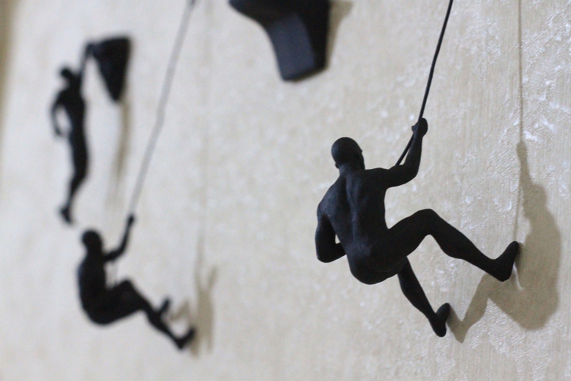 Pre-supported Set of 6 Wall Climbing Man Climbing Man 3D Printable STL ...