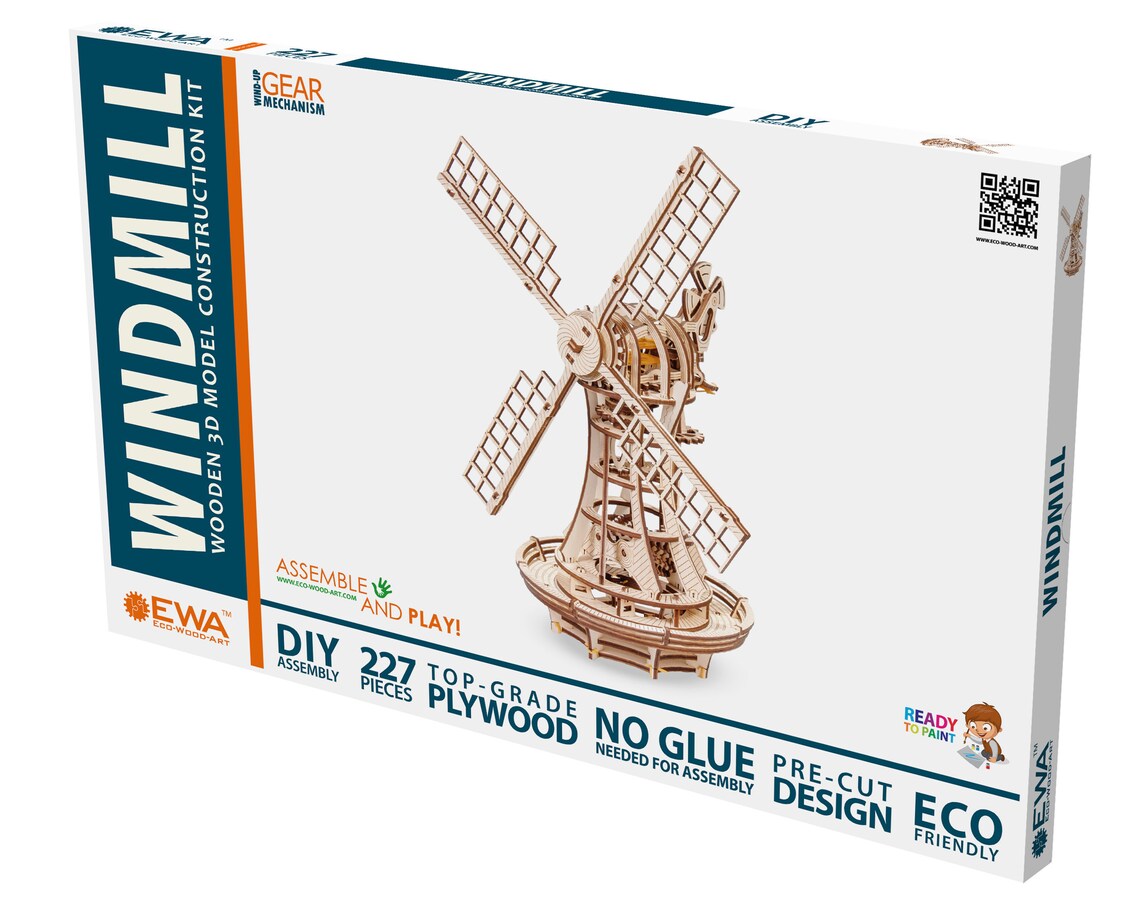 3d Wooden Model Kit Windmill Mechanical Model Adult Craft Kits 3d ...