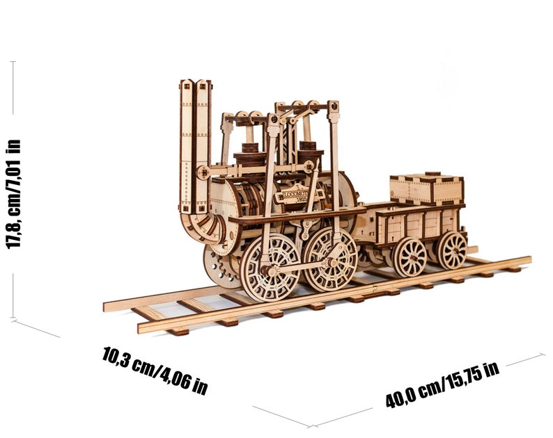 3d Wooden Model Kit Locomotive With a Coal-car Mechanical Model Steam ...