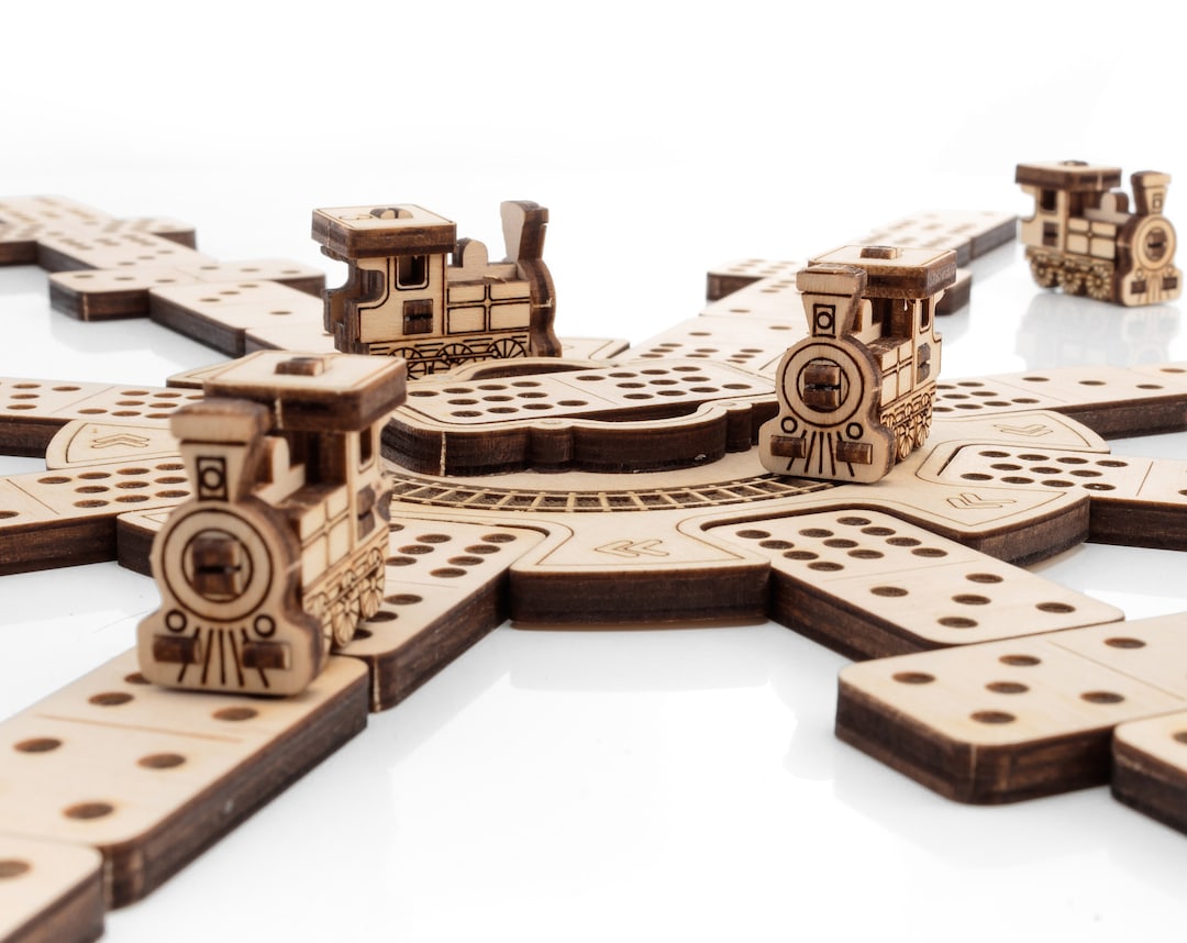 Mexican Train Dominos Hub Dominoes Set Board Games 3D Wooden Puzzle - Etsy