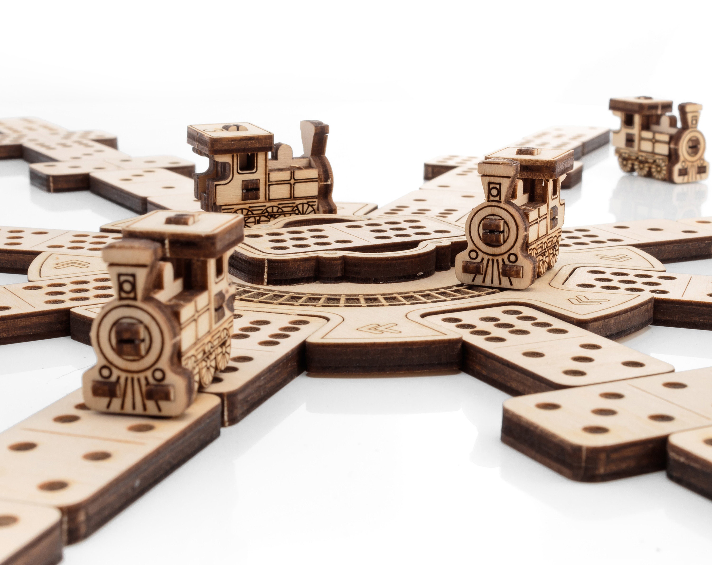 Mexican Train Dominos Hub Dominoes Set Board Games 3D Wooden Puzzle - Etsy
