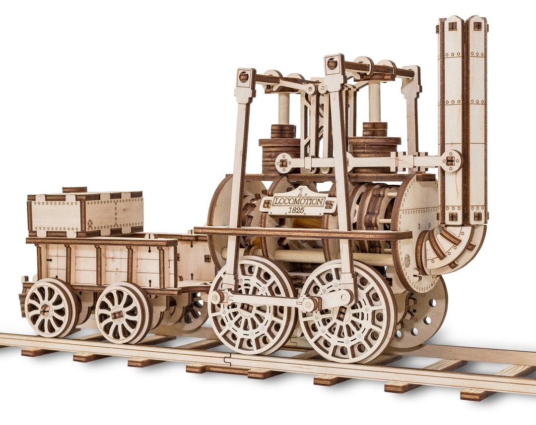 3d Wooden Model Kit Locomotive With a Coal-car Mechanical Model Steam ...