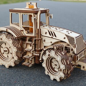 3d Mechanical Wooden Model Tractor 3d Puzzle Assembly Adult Craft Kit ...