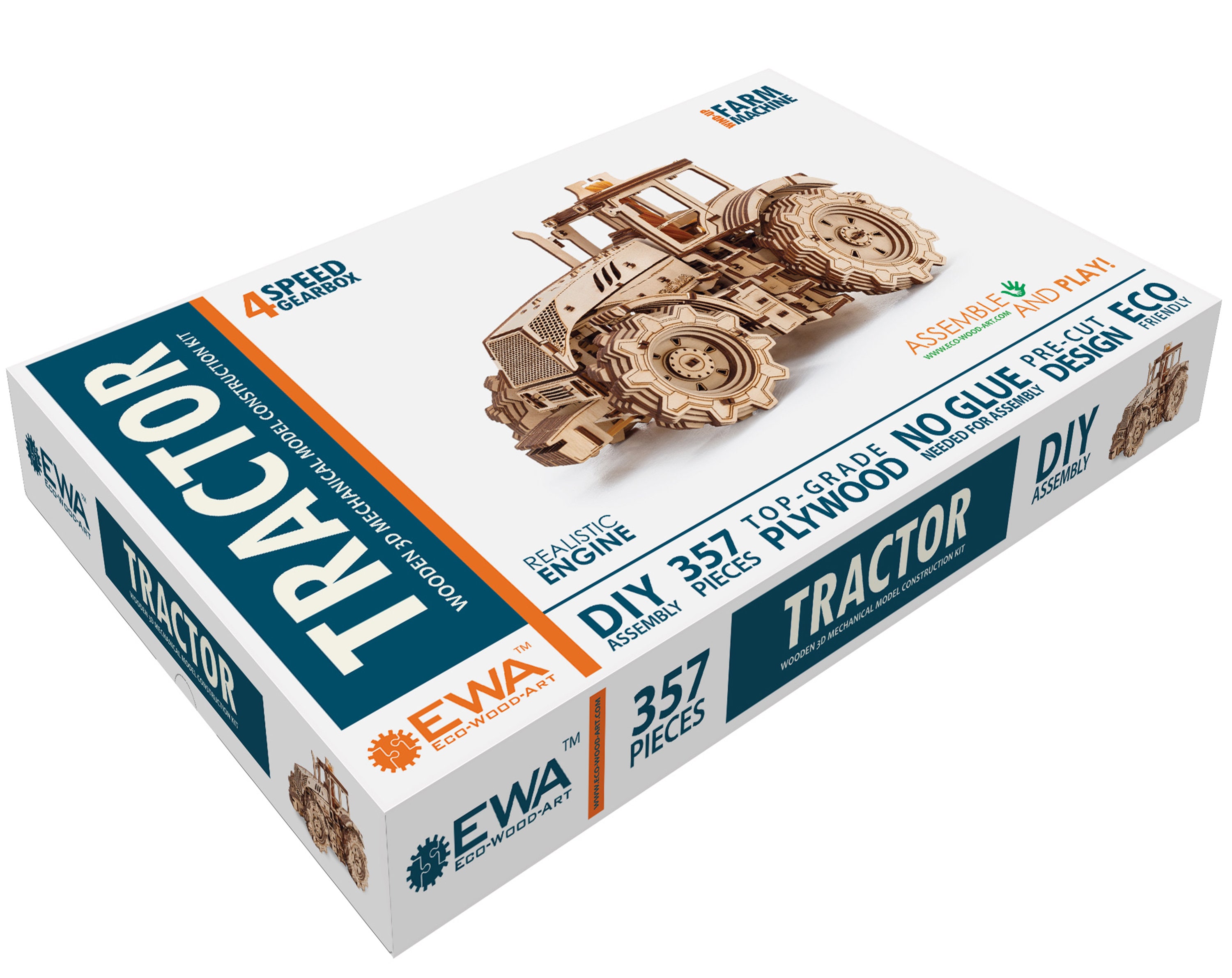 3d Mechanical Wooden Model Tractor 3d Puzzle Assembly Adult Craft Kit ...