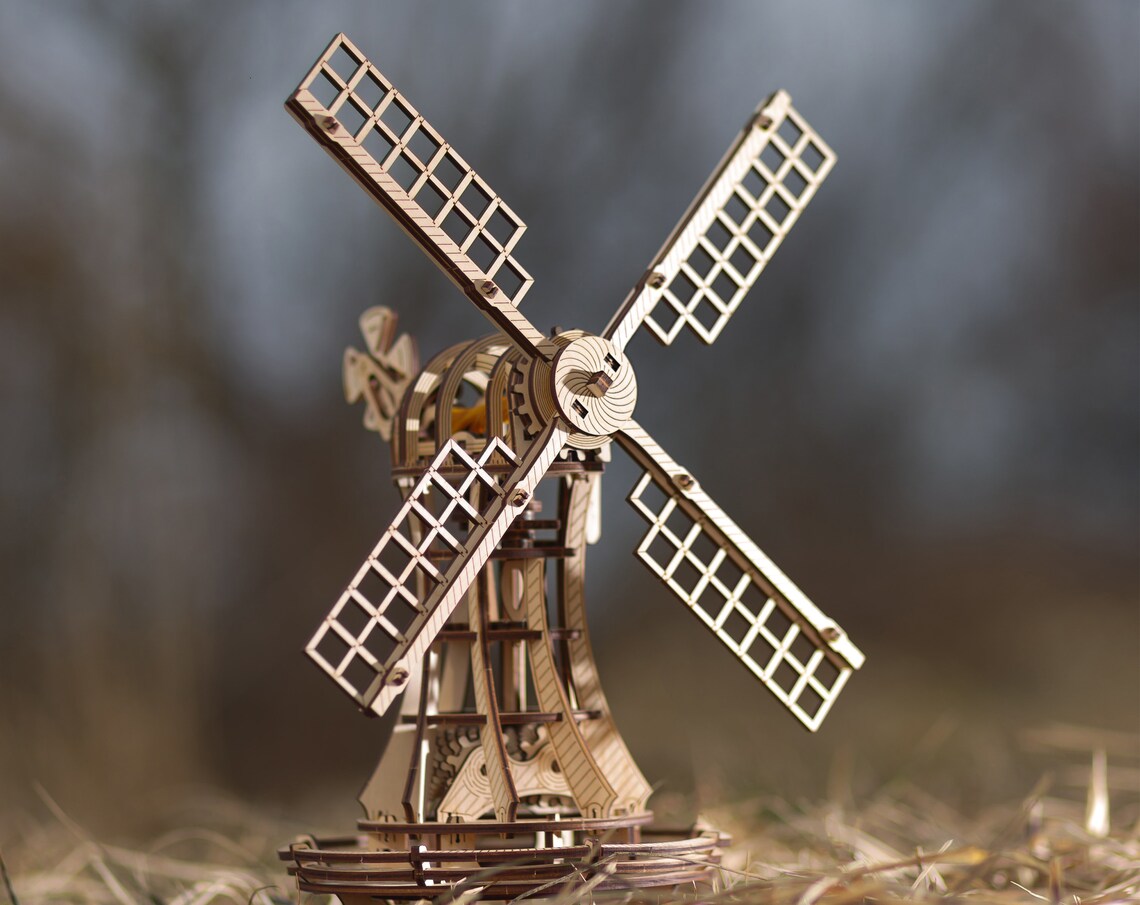 3d Wooden Model Kit Windmill Mechanical Model Adult Craft Kits 3d ...