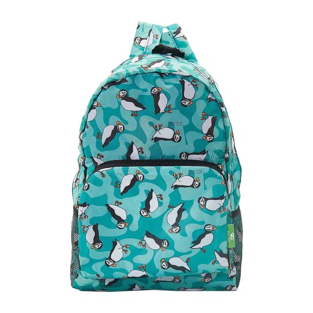 Teal Backpack Puffin Print Adult Lightweight Backpack Puffin Backpack ...