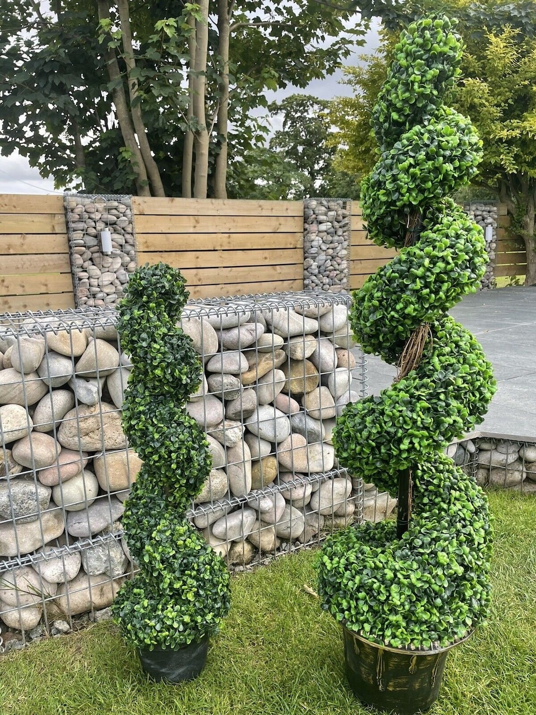 Artificial Spiral Boxwood Buxus Tower Plant Twist Topiary Potted Tree ...