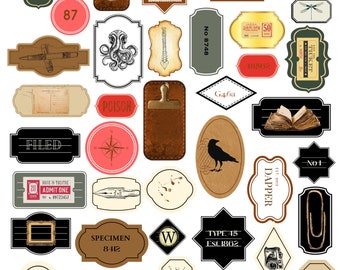 Grunge Industrial Number Tags Printable, Grunge Labels, Vintage ...