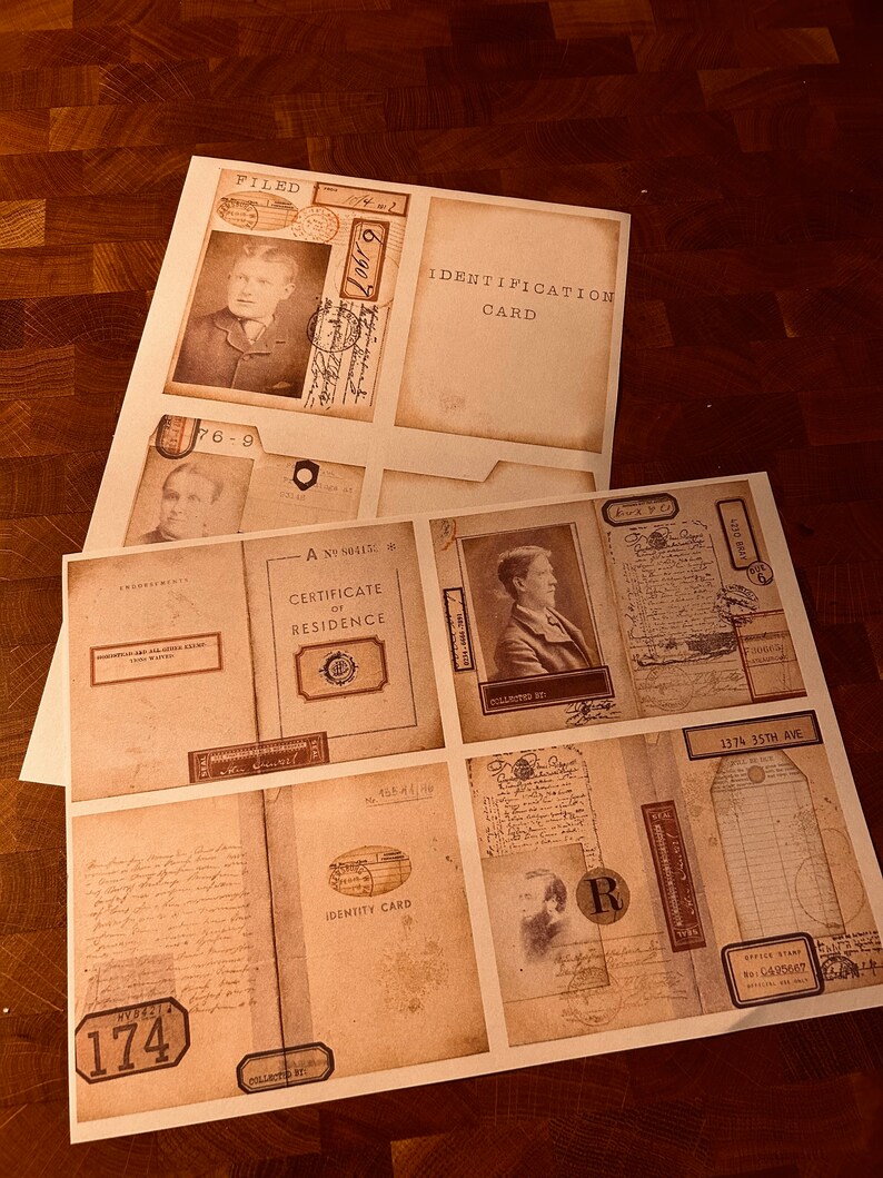 Vintage Style Identifications Cards. Vintage Style Residence Card ...